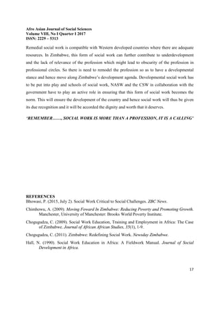 The Social Work Profession in Zimbabwe: A Critical Approach on the ...