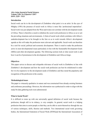 The Social Work Profession in Zimbabwe: A Critical Approach on the ...