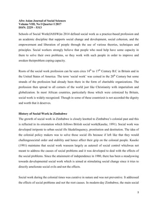 The Social Work Profession in Zimbabwe: A Critical Approach on the ...