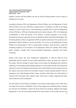 The Social Work Profession in Zimbabwe: A Critical Approach on the ...