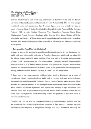 The Social Work Profession in Zimbabwe: A Critical Approach on the ...