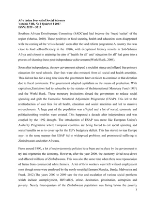 The Social Work Profession in Zimbabwe: A Critical Approach on the ...