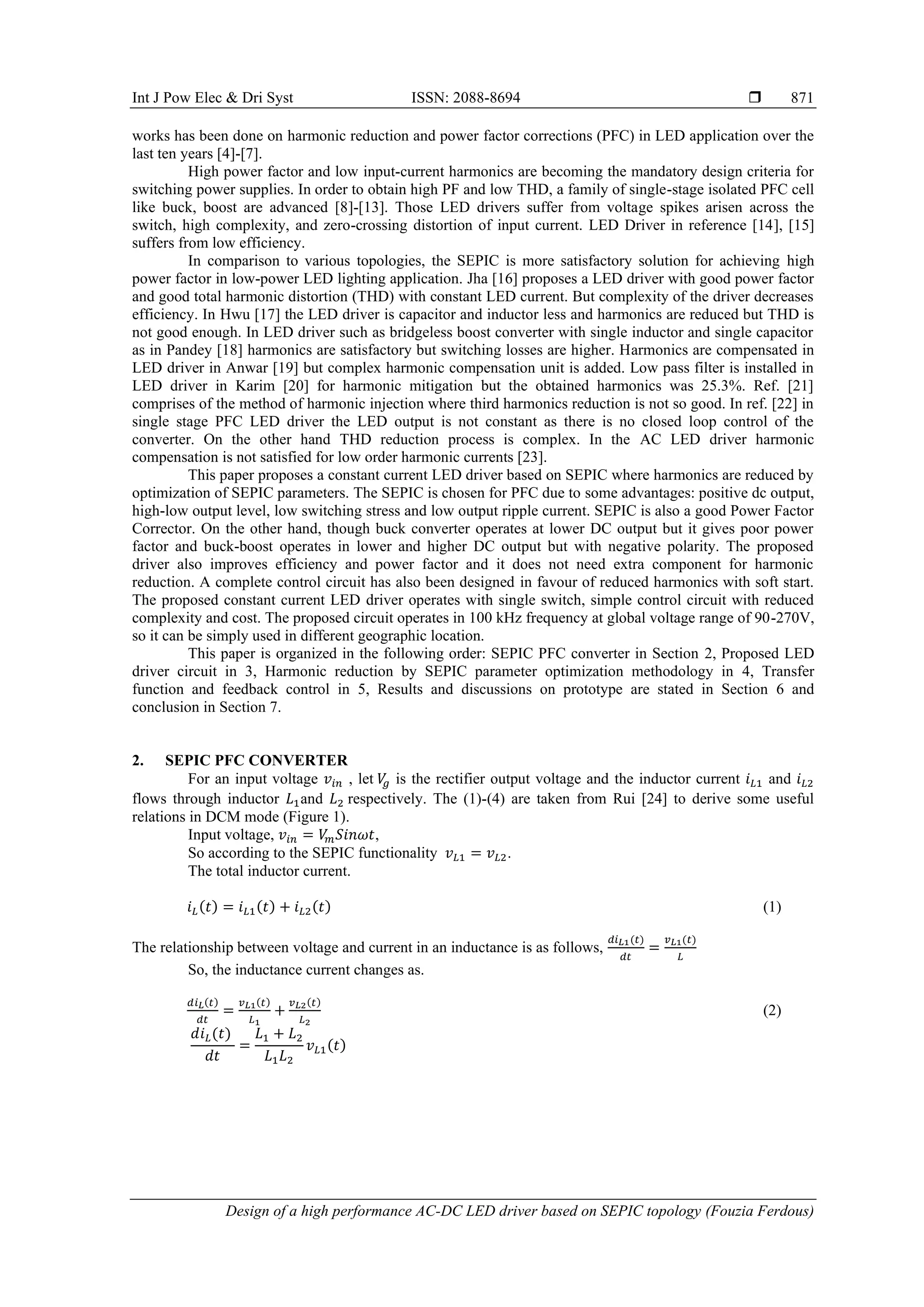 Design of a high performance AC-DC LED driver based on SEPIC topology | PDF