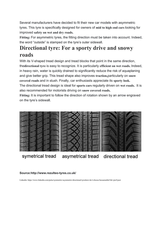 Symmetric, asymmetric, directional tyres...how do I choose the right ...