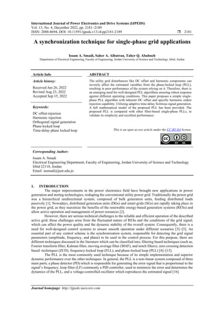 A synchronization technique for single-phase grid applications | PDF