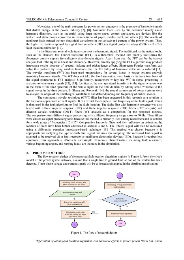 Differential equation fault location algorithm with harmonic effects in power system
