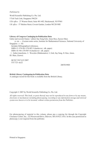 Gabor And Wavelet Frames Say Song Goh Say Song Goh Amos Ron Zuowei Shen ...
