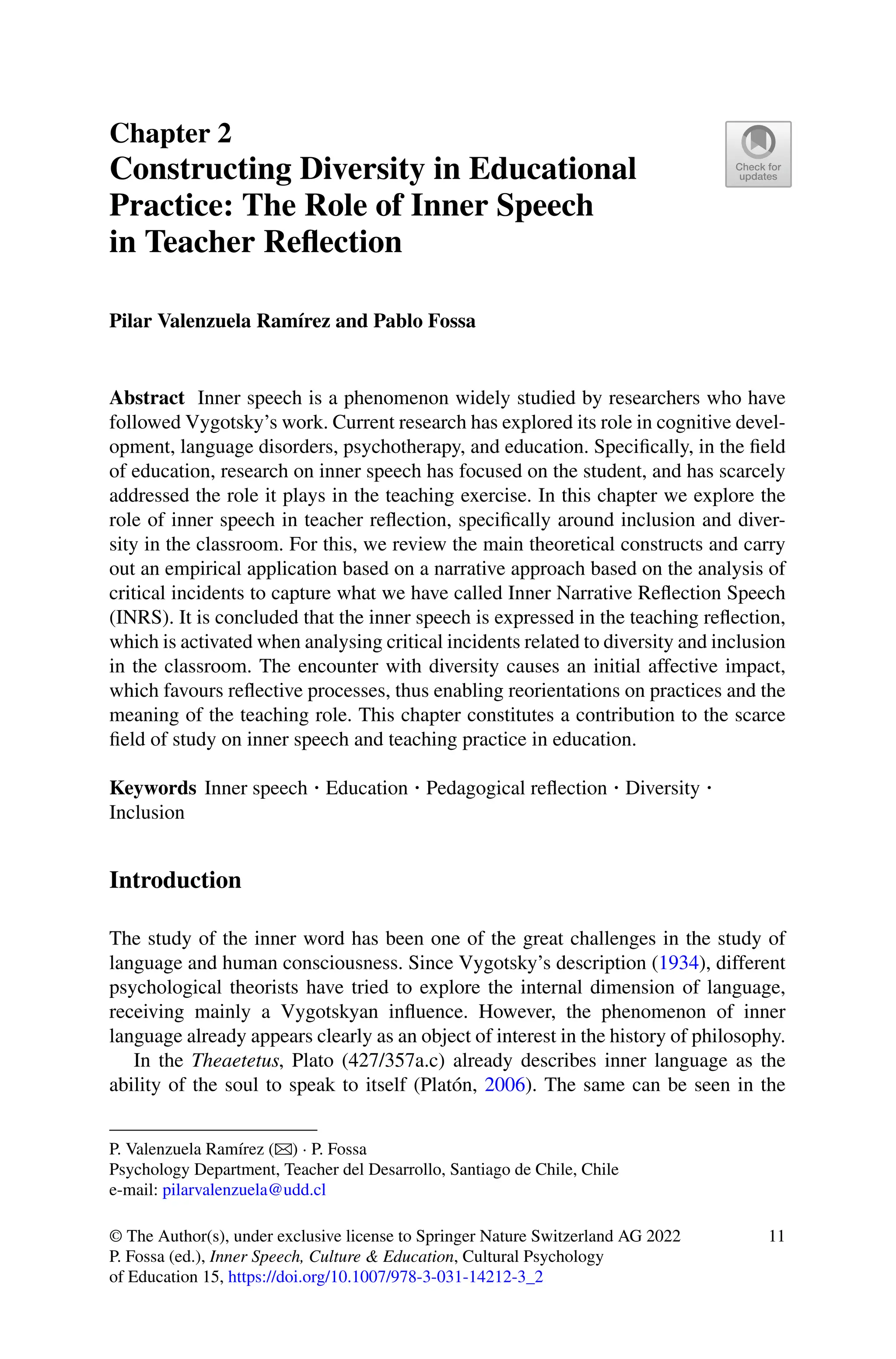 Inner Speech Culture Education Pablo Fossa | PDF