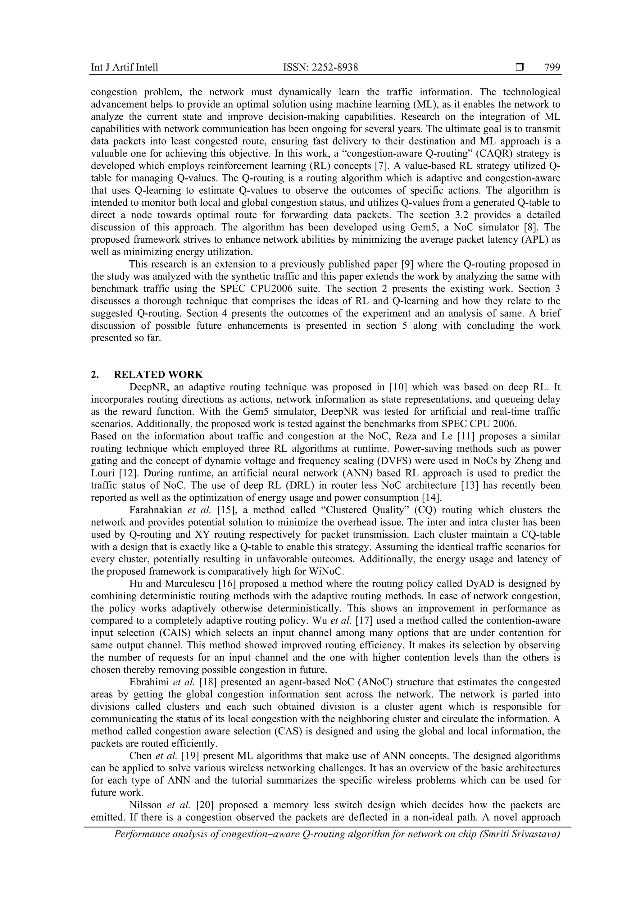 Performance Analysis Of Congestion Aware Q Routing Algorithm For 9721
