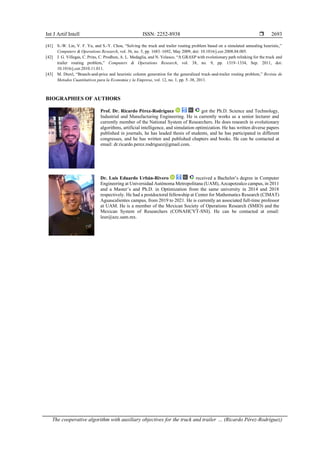 The cooperative algorithm with auxiliary objectives for the truck and ...