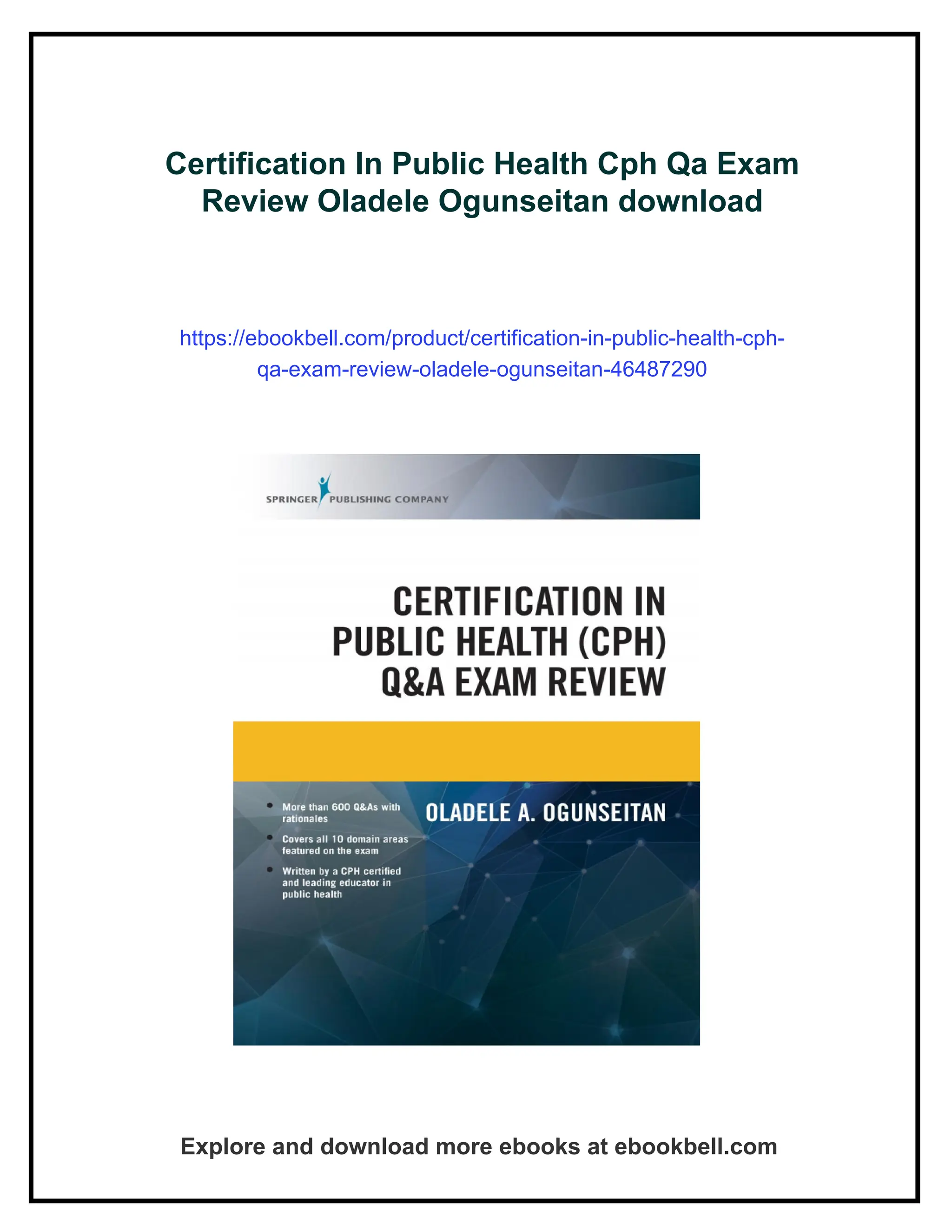 Certification In Public Health Cph Qa Exam Review Oladele Ogunseitan | PDF