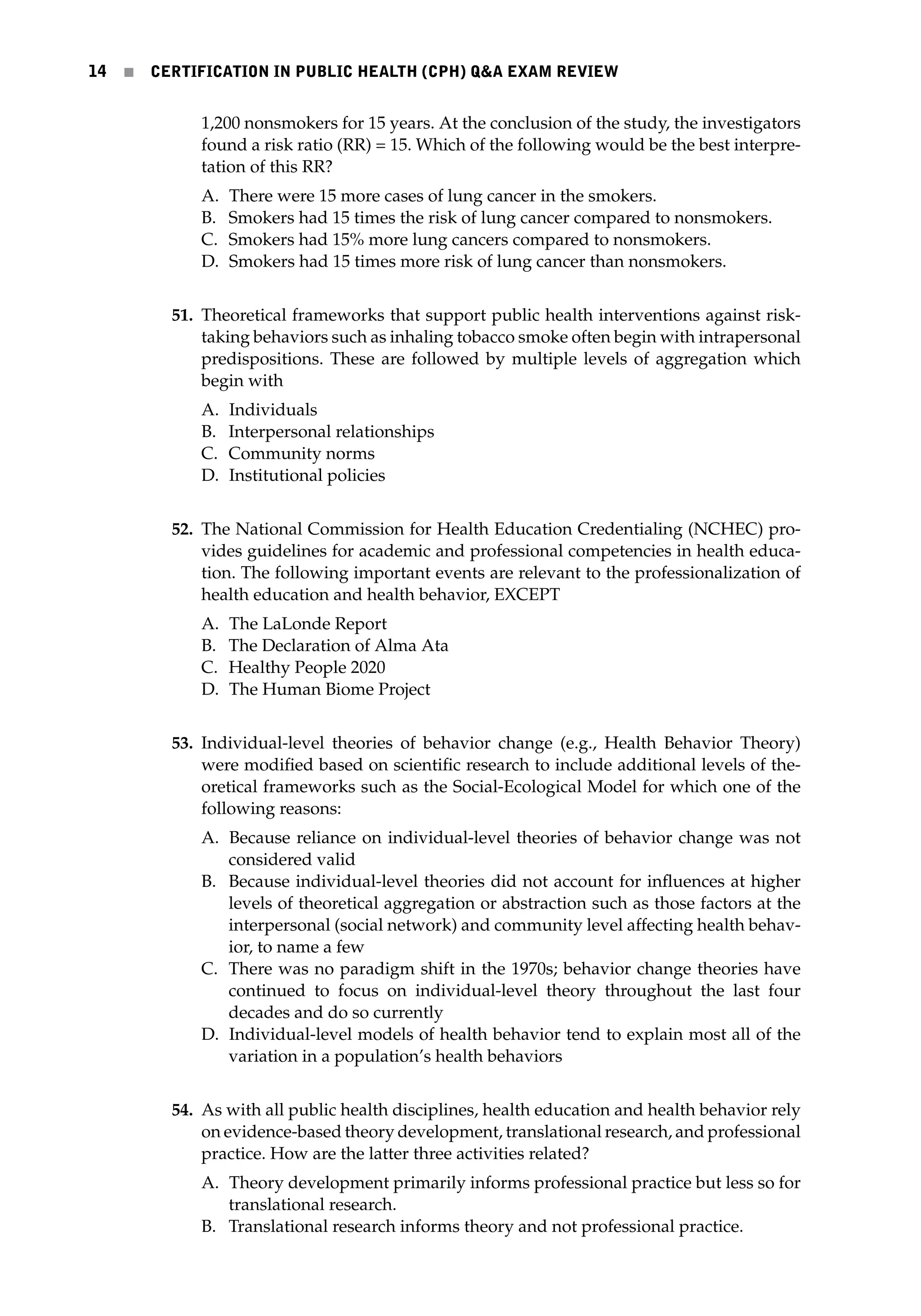 Certification In Public Health Cph Qa Exam Review Oladele Ogunseitan | PDF