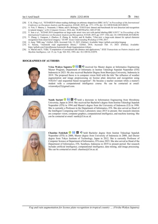 Fog and rain augmentation for license plate recognition in tropical ...