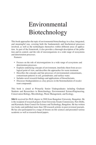 Environmental Biotechnology Fundamentals To Modern Techniques Sibi G | PDF