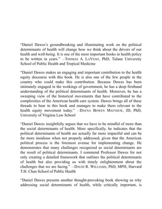The Political Determinants Of Health Daniel E Dawes | PDF
