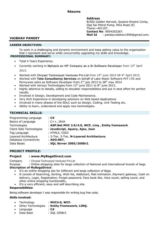 Vaibhav Resume | DOC