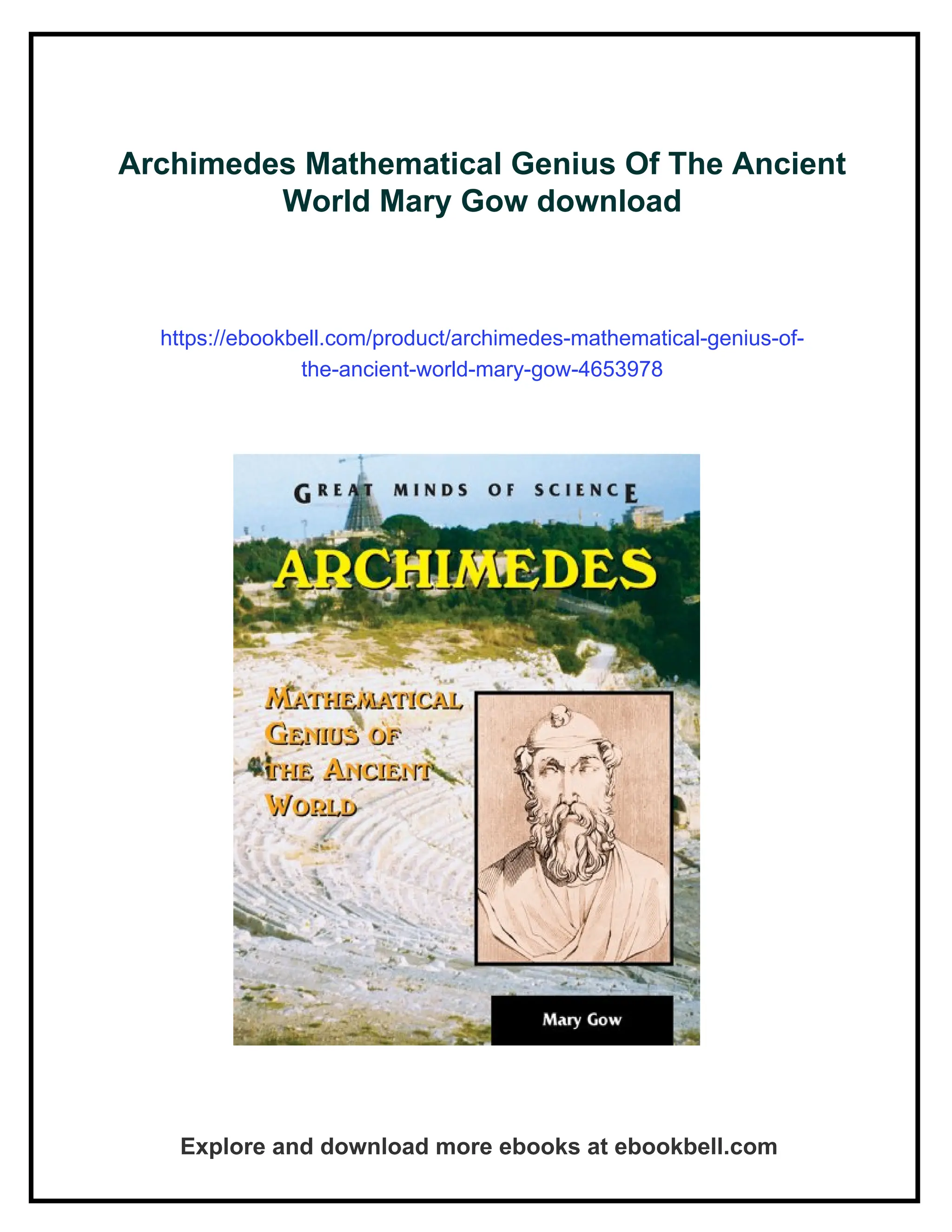 Archimedes Mathematical Genius Of The Ancient World Mary Gow | PDF