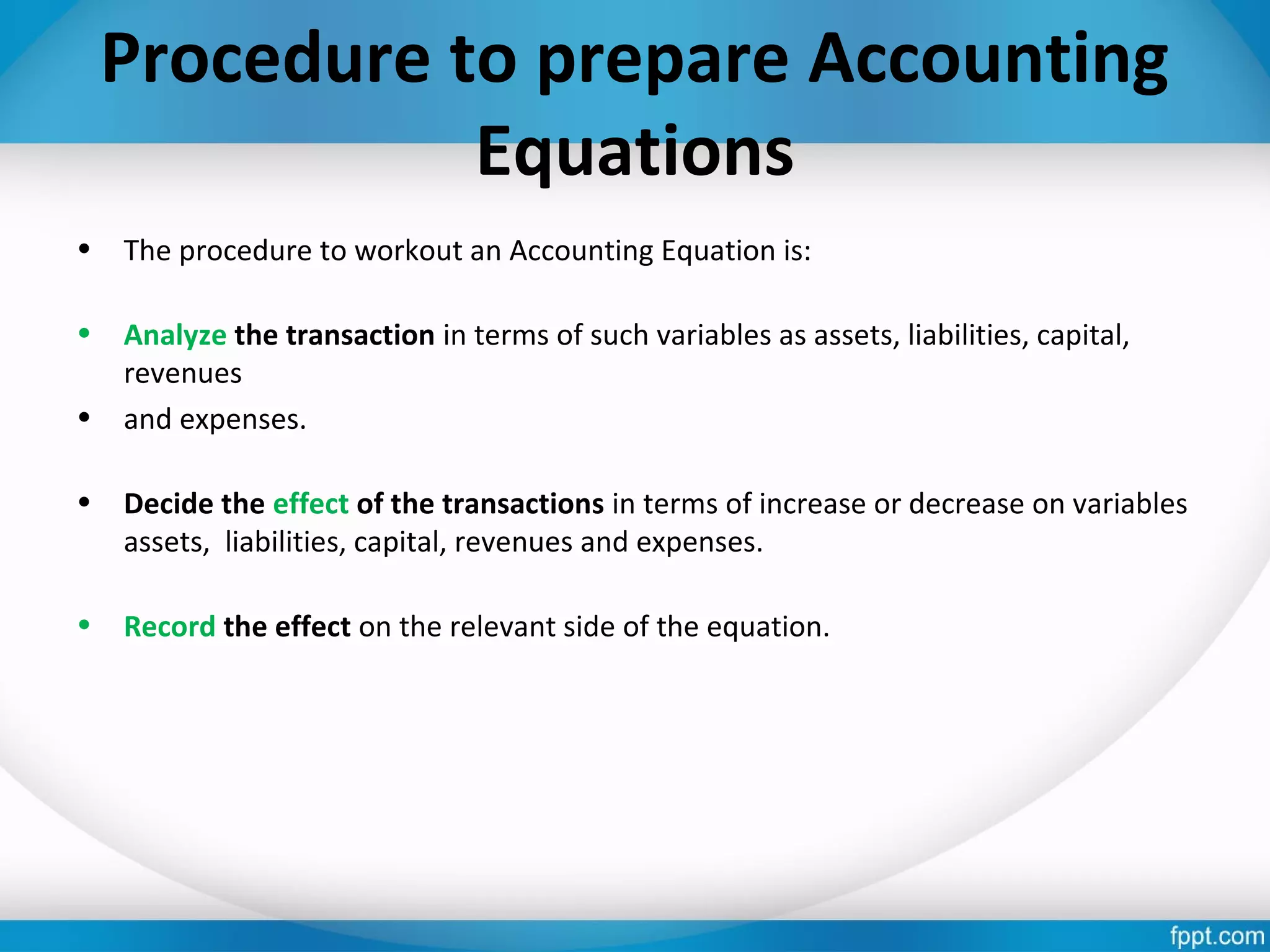 Accounting Equation | PPT