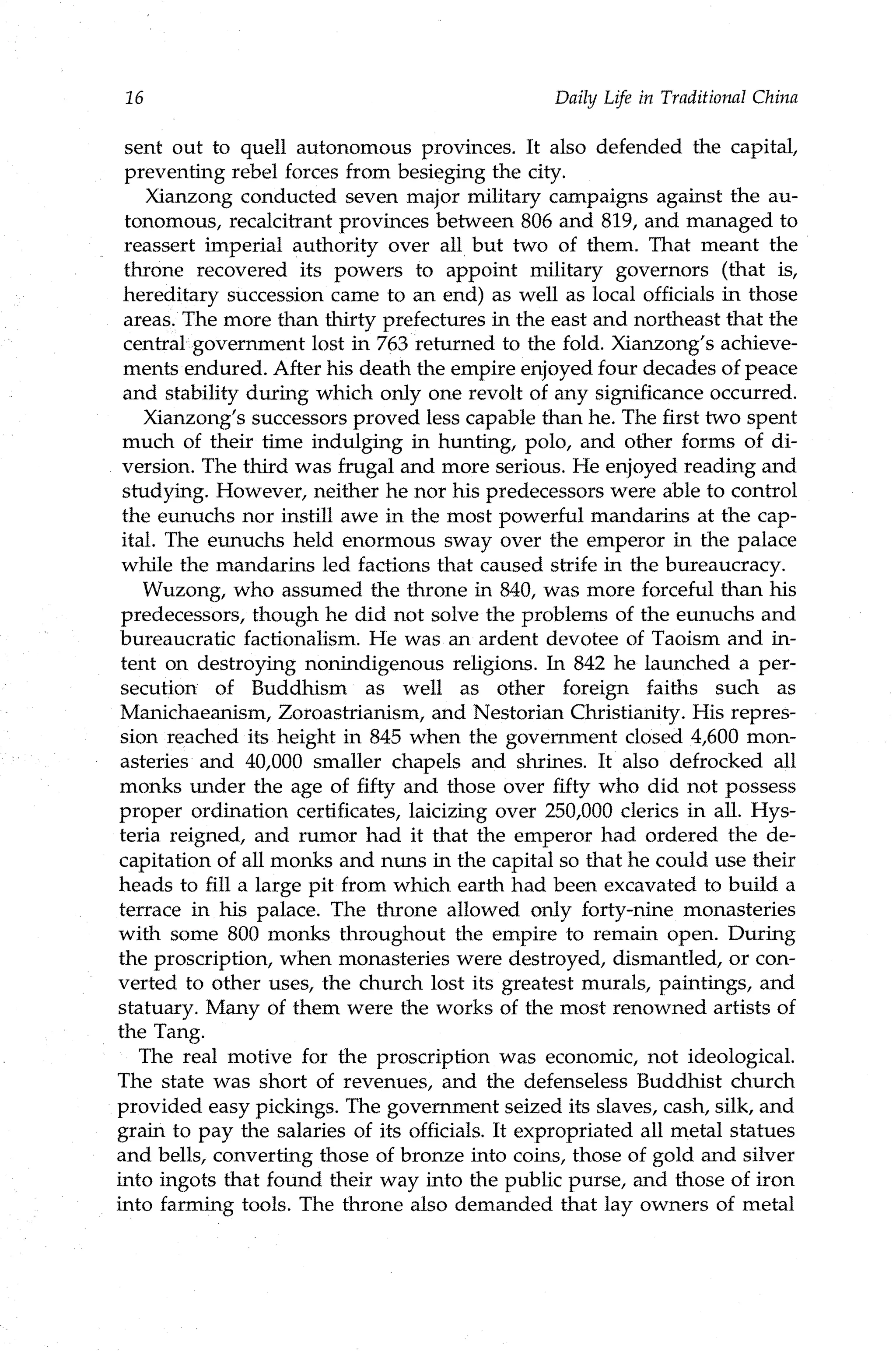 Daily Life In Traditional China The Tang Dynasty Charles Benn | PDF