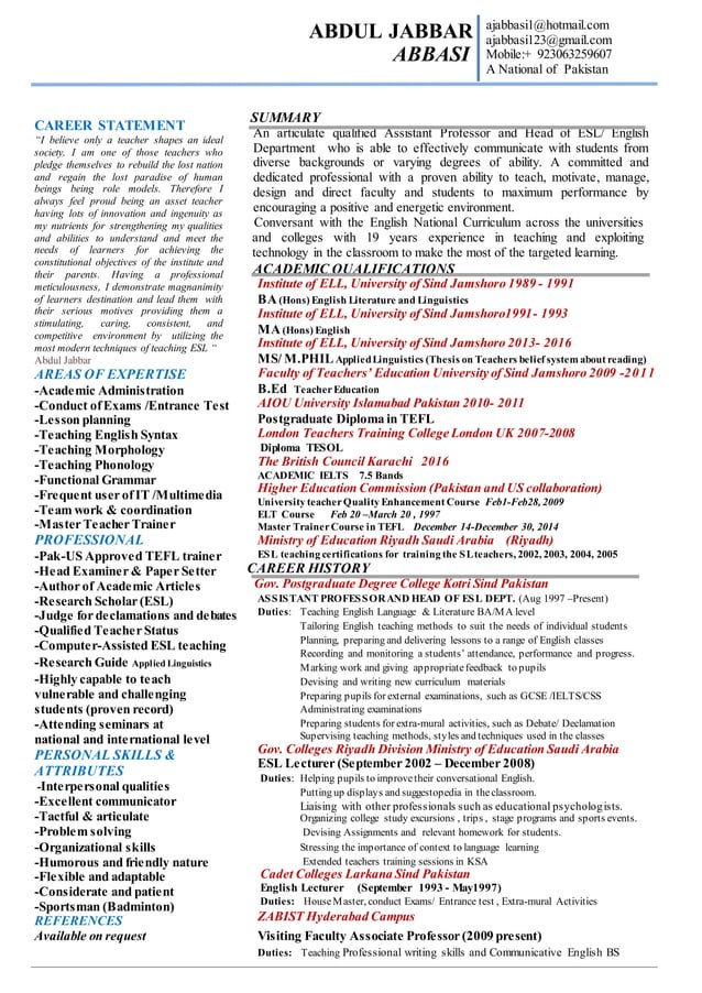 CV ( Abdul Jabbar Abbasi) | DOCX
