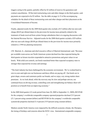 Q3 2009 Earning Report of Marriott International | PDF