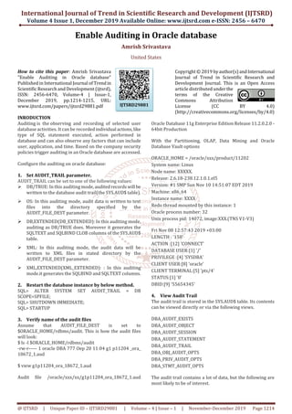 Enable Auditing in Oracle database | PDF