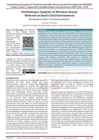 Performance Analysis of Wireless Sensor Network in Smart Grid Environment | PDF
