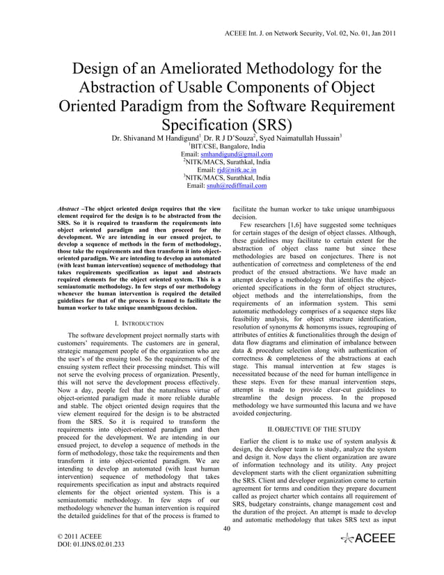 Design Of An Ameliorated Methodology For The Abstraction Of Usable Components Of Object Oriented
