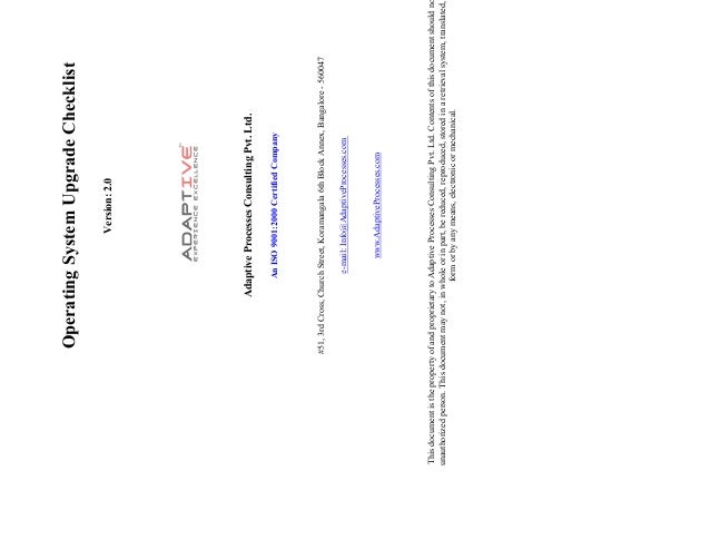 Operating System Upgrade Checklist