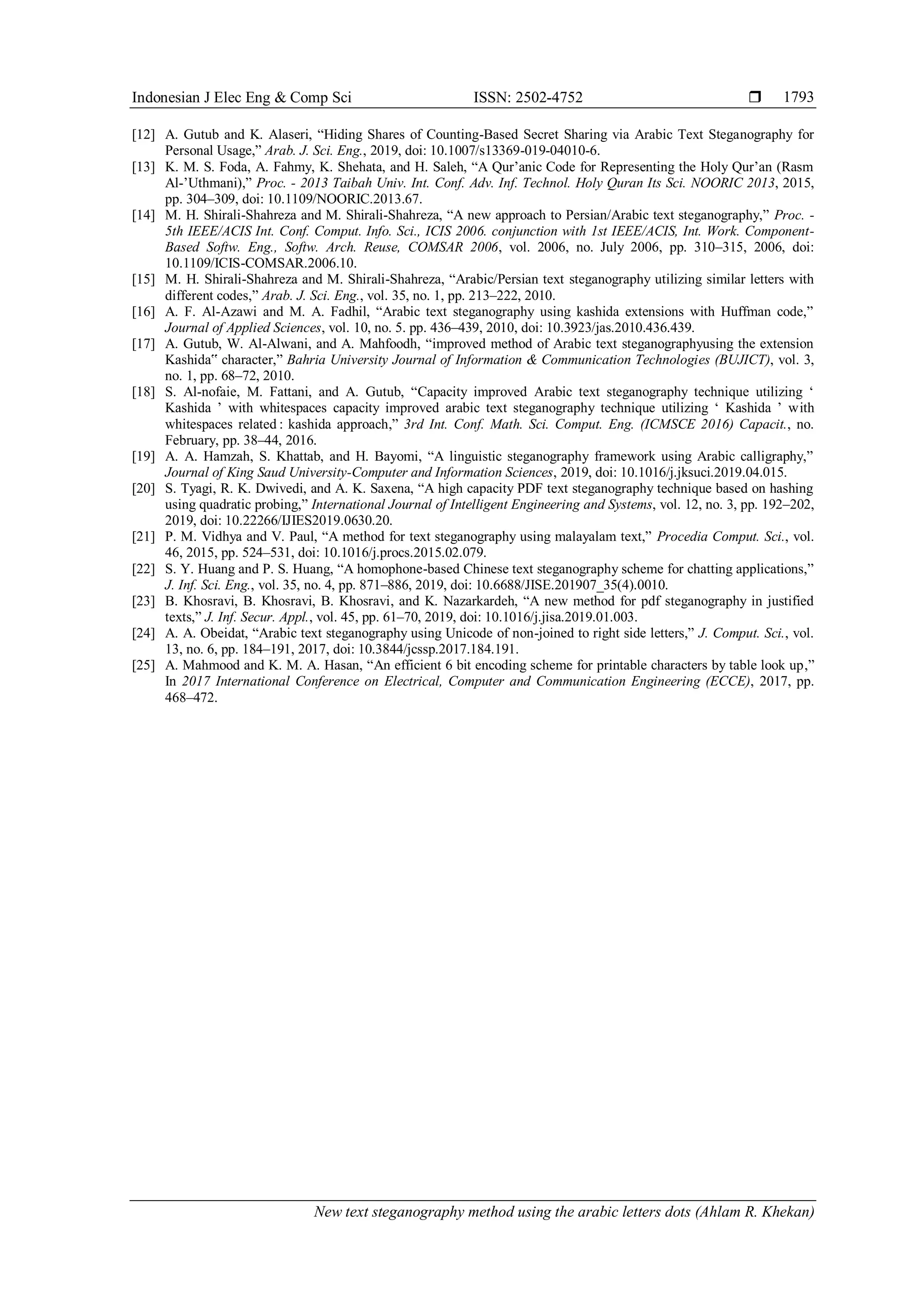 New text steganography method using the arabic letters dots | PDF