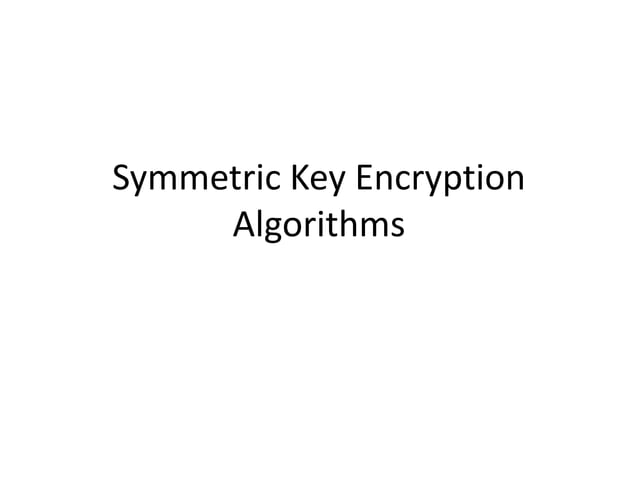 Symmetric Key Encryption Algorithms Pdf