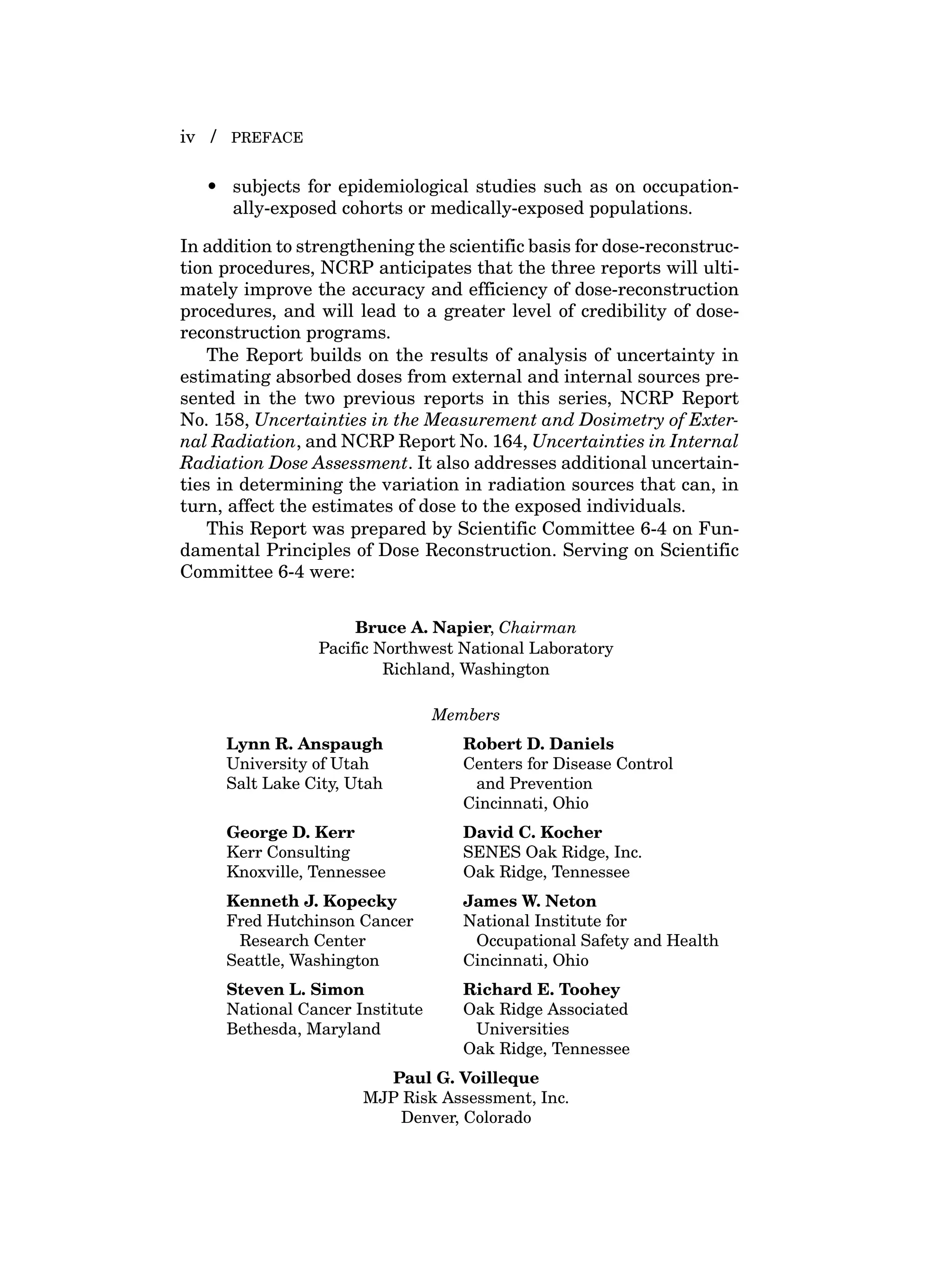 Radiation Dose Reconstruction Principles And Practice 1st Edition Ncrp ...