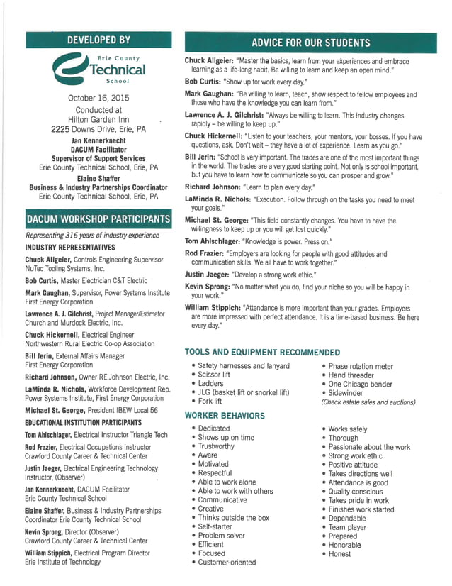 EET DACUM Chart Oct 2015 | PDF