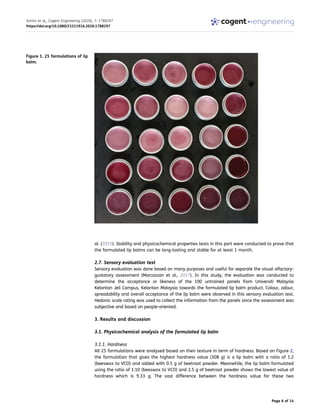 Physicochemical and sensory evaluations of moisturising lip balm using ...