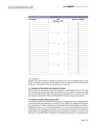 Physicochemical and sensory evaluations of moisturising lip balm using ...