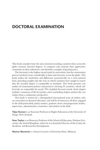 Doctoral Examination Exploring Practice Across The Globe Vijay Kumar | PDF