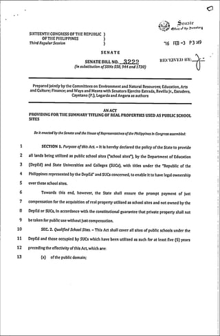 AN ACT PROVIDING FOR TH E SUMMARY TITLING OF REAL PROPERTIES USED AS ...