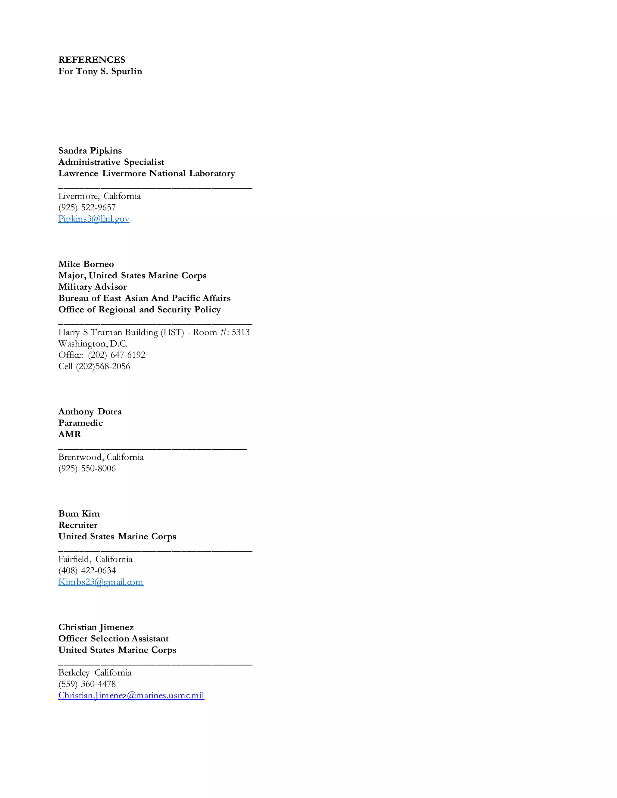 Tony Spurlin REFERENCES | DOCX | Business | Business and Finance