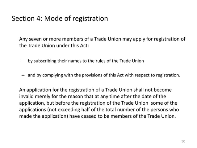 The-Trade-Unions-Act-1926 Formation consditions | PPT