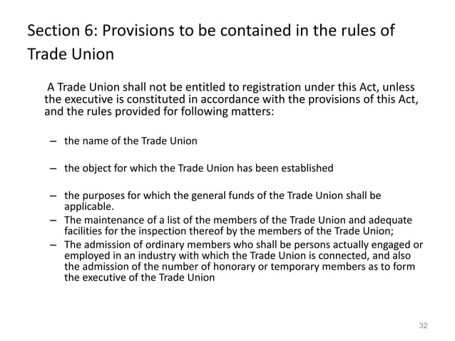 The-Trade-Unions-Act-1926 Formation consditions | PPT