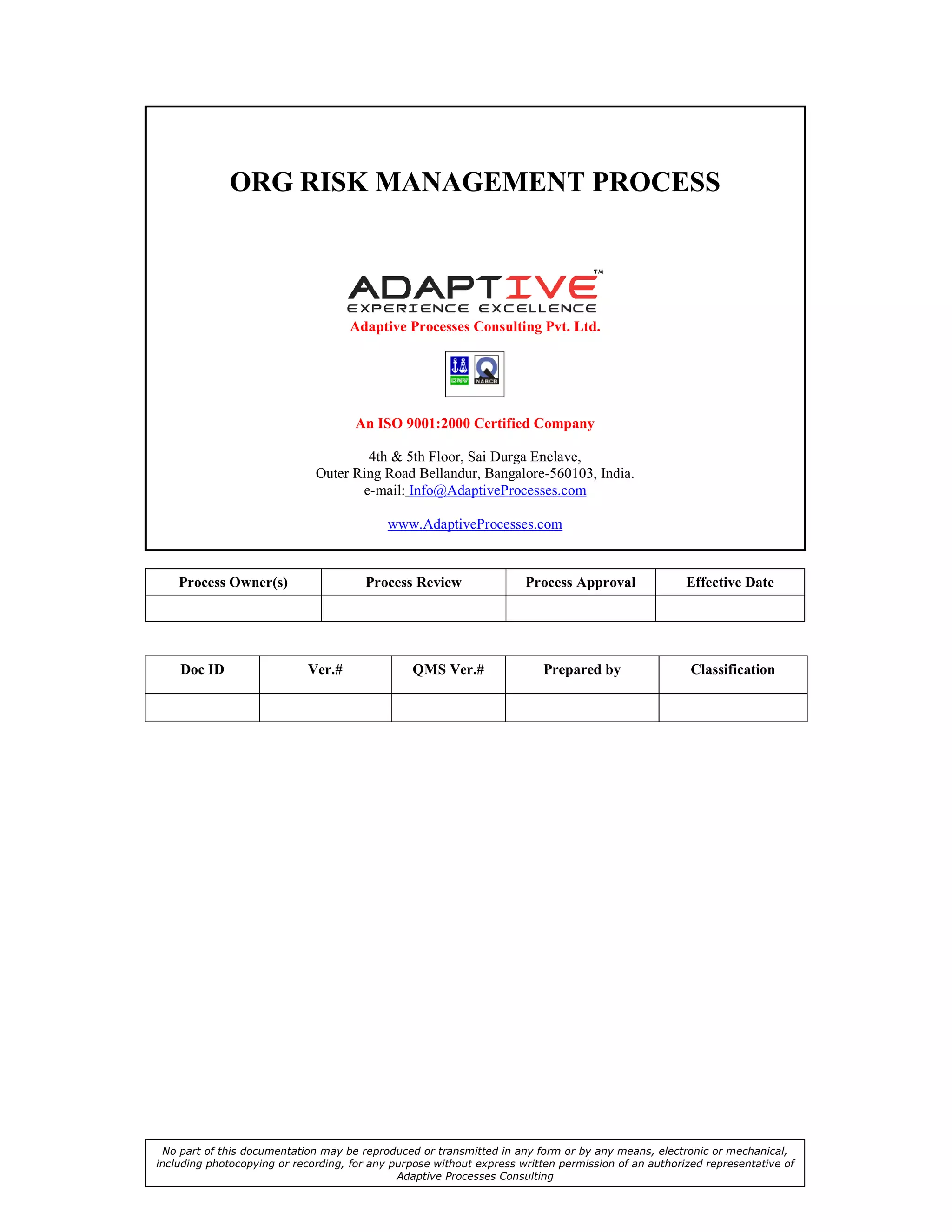 Organizational Risk Management Process | PDF