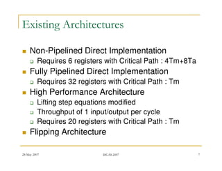 An Efficient Pipelined VLSI Architecture for Lifting-Based 2D-Discrete Wavelet Transform | PDF