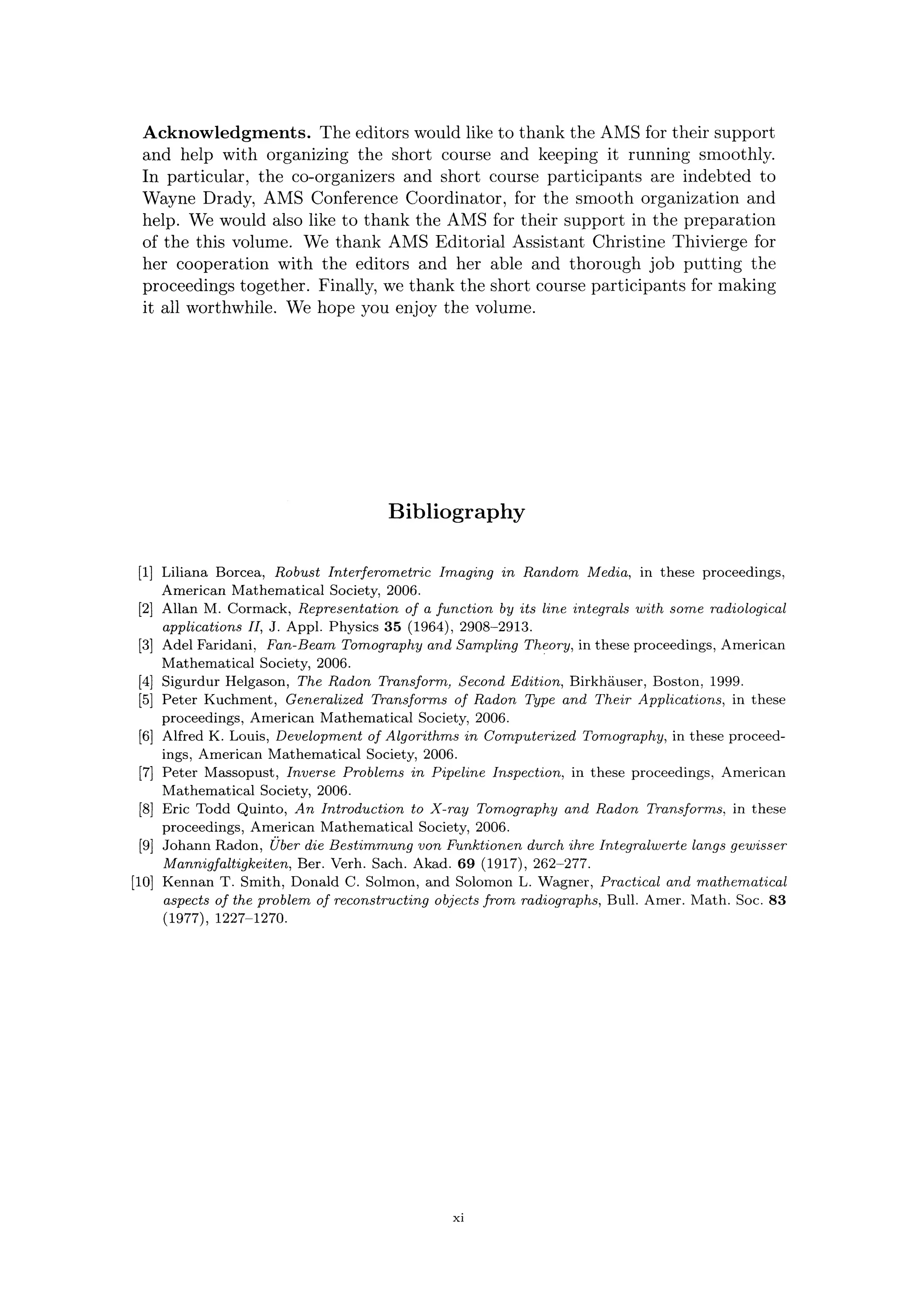 The Radon Transform Inverse Problems And Tomography Gestur Olafsson And ...