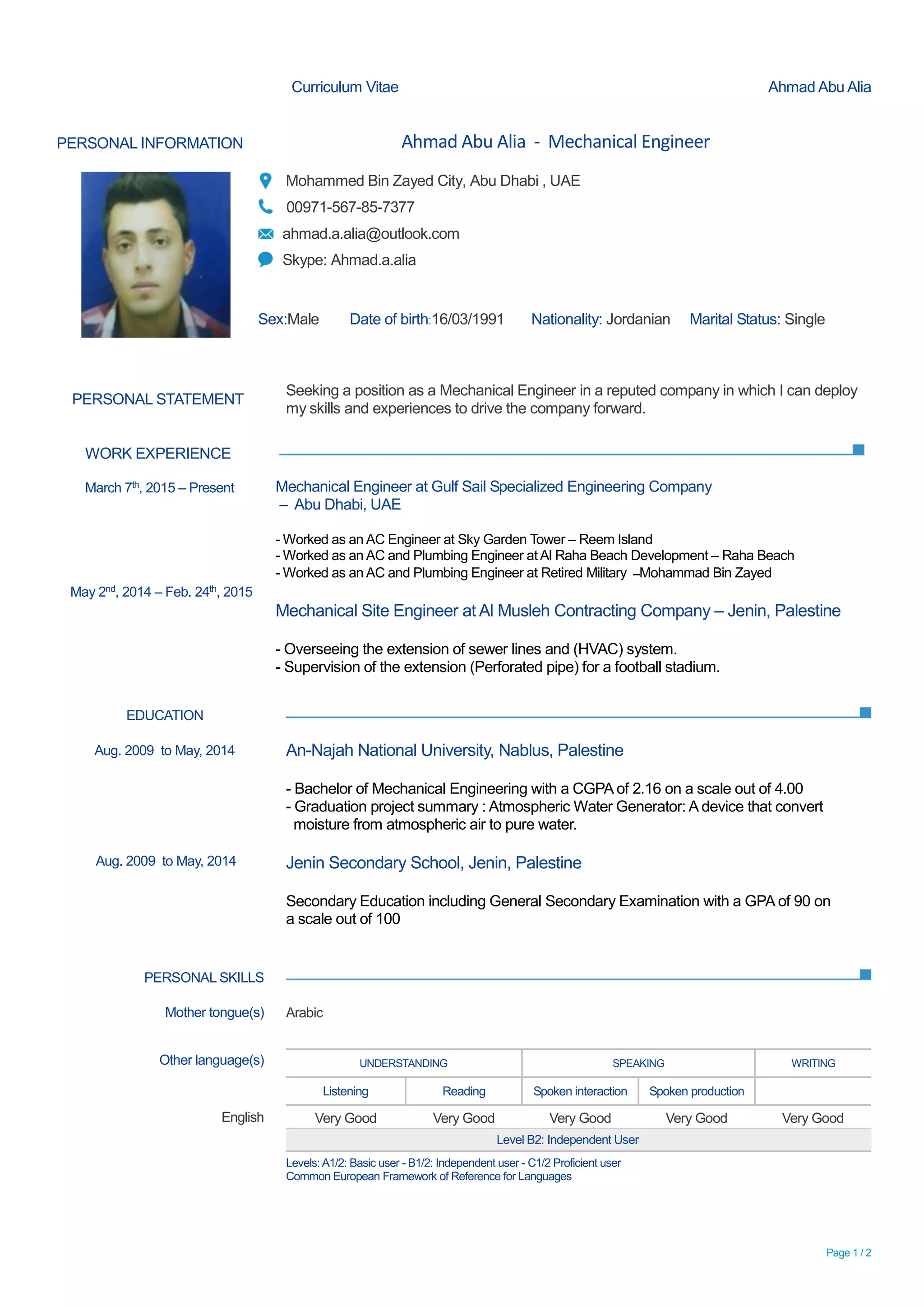 Ahmad Abu Alia CV | PDF