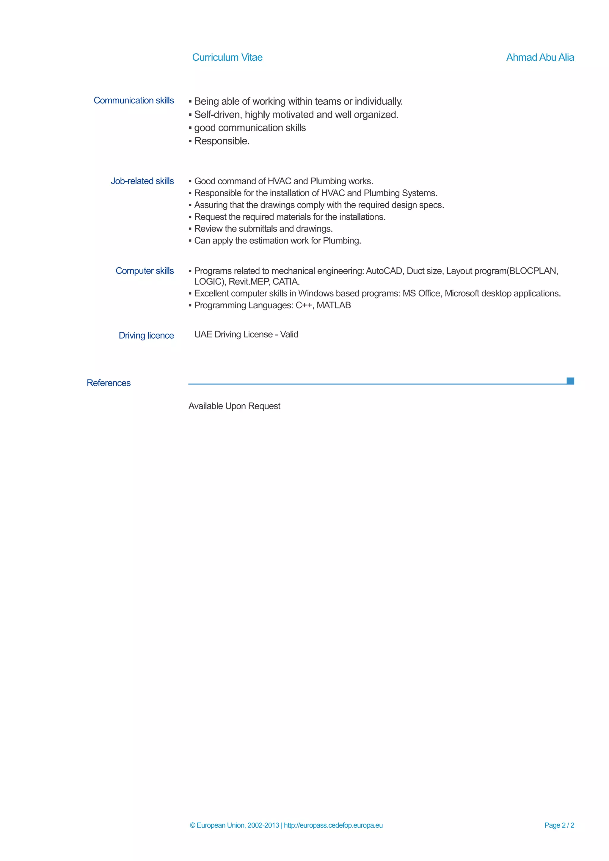 Ahmad Abu Alia CV | PDF