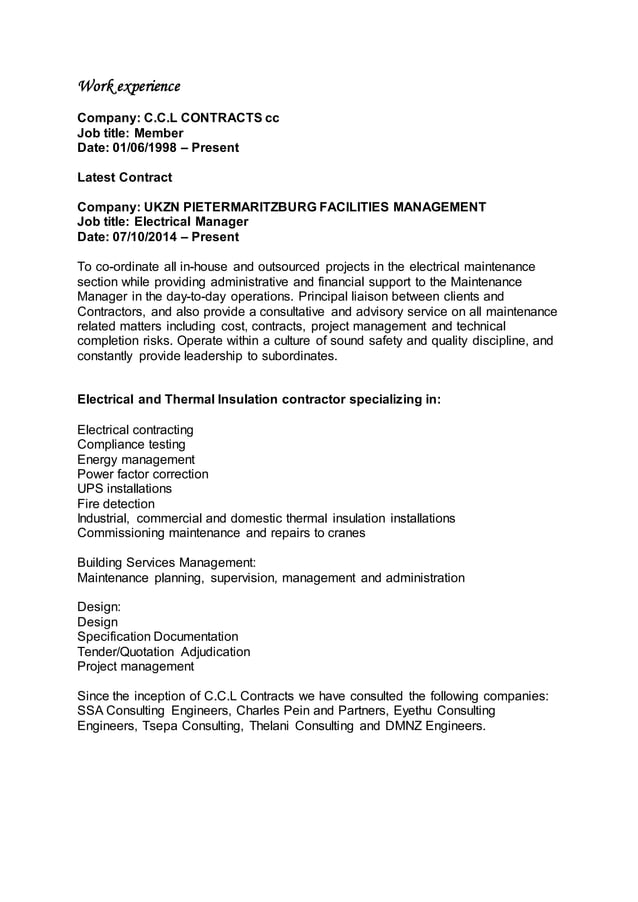 CV Peter De Klerk | PDF