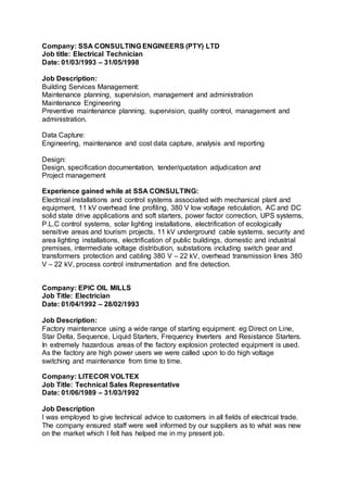 CV Peter De Klerk | PDF