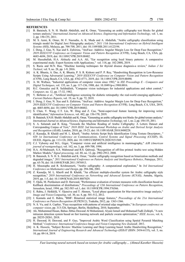 Fast learning neural network based on texture for Arabic calligraphy ...