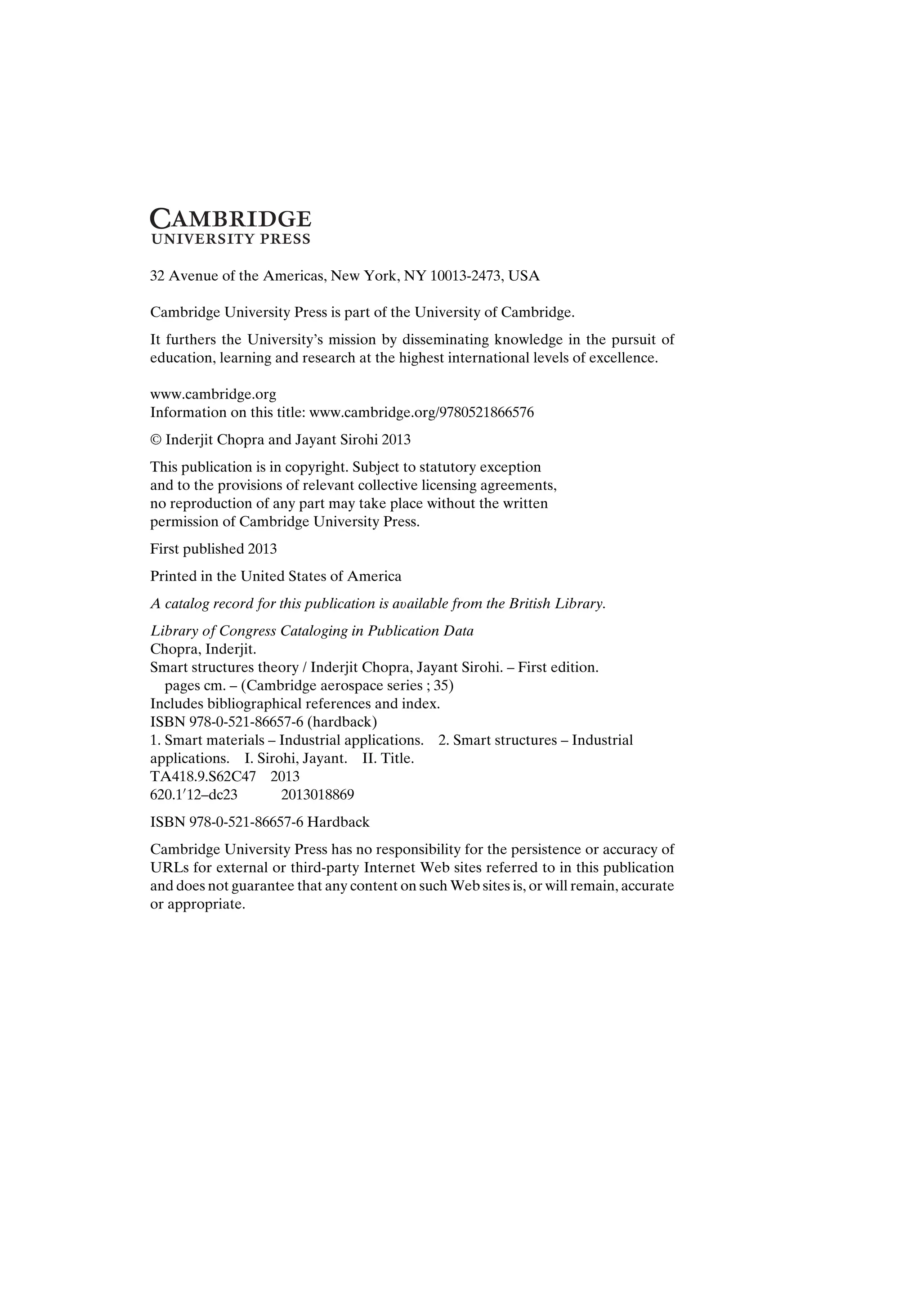 Smart Structures Theory Chopra I Sirohi J | PDF