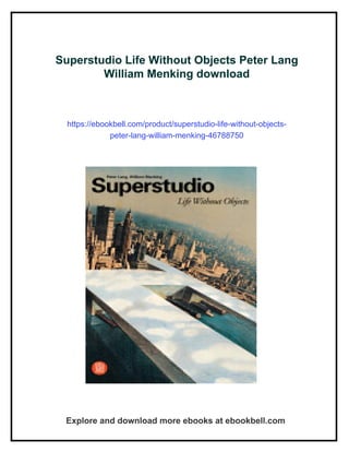 Superstudio Life Without Objects Peter Lang William Menking | PDF
